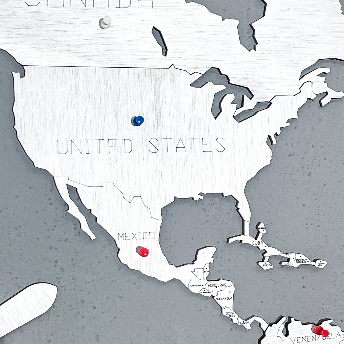 Mapa del Mundo en Madera Color Plata | Decoración Moderna y Luminosida ...